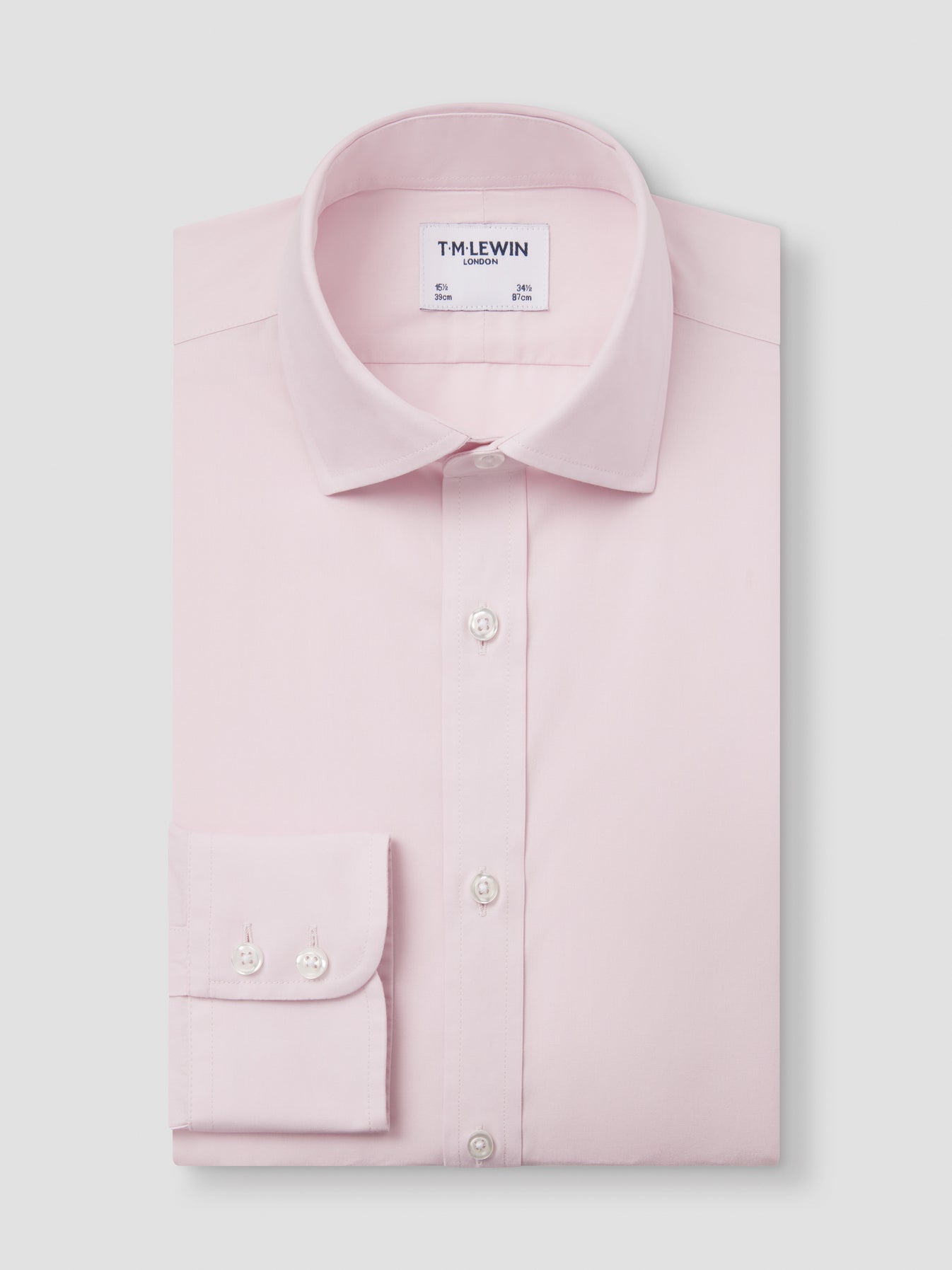 Non-Iron Pink Poplin Regular Fit Single Cuff Classic Collar Shirt – T.M ...