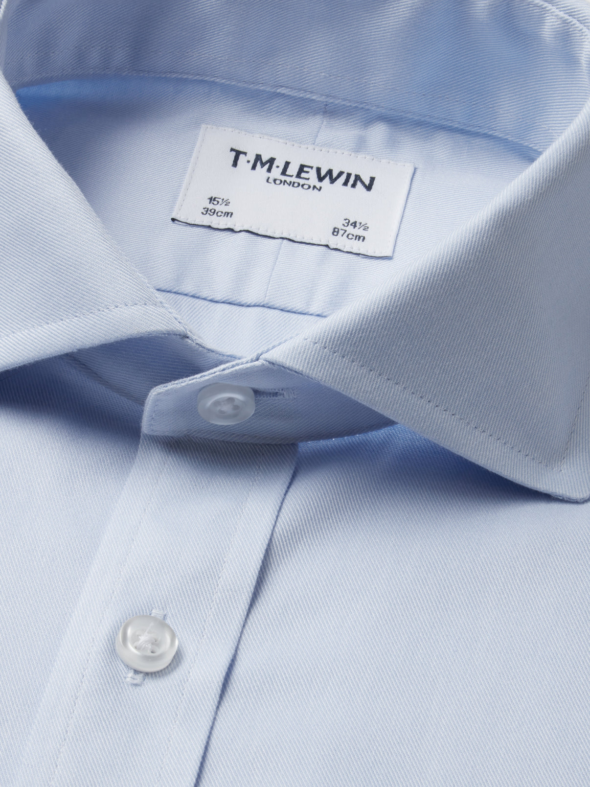 Non-Iron Light Blue Twill Slim Fit Single Cuff Cutaway Collar Shirt – T ...