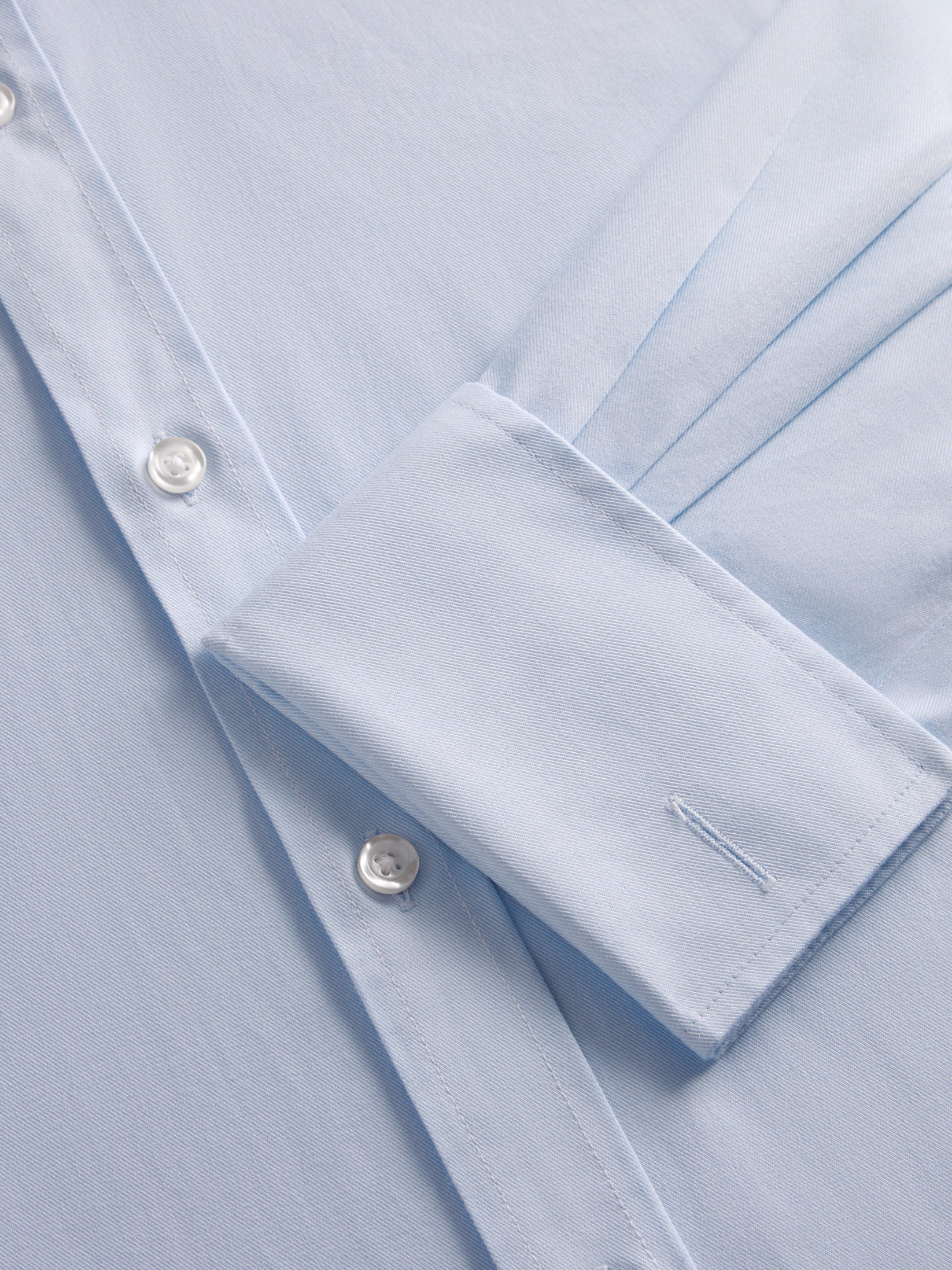 Non-Iron Light Blue Twill Slim Fit Double Cuff Cutaway Collar Shirt – T ...
