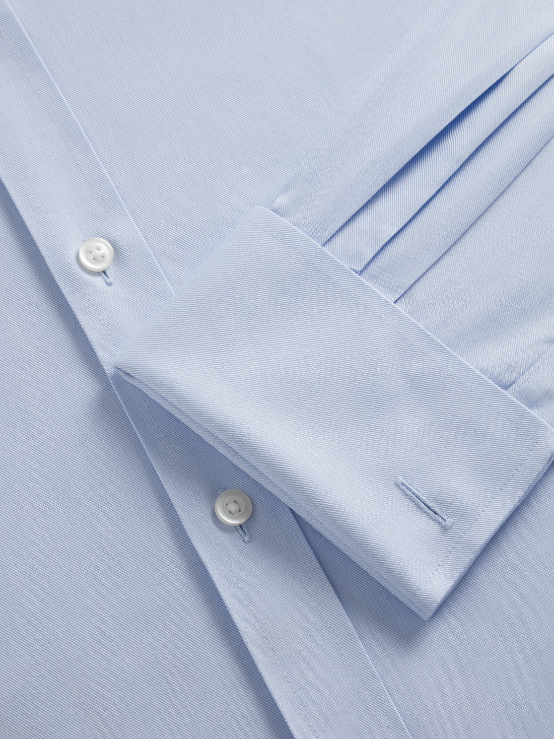 Non-Iron Light Blue Twill Slim Fit Double Cuff Classic Collar Shirt – T ...