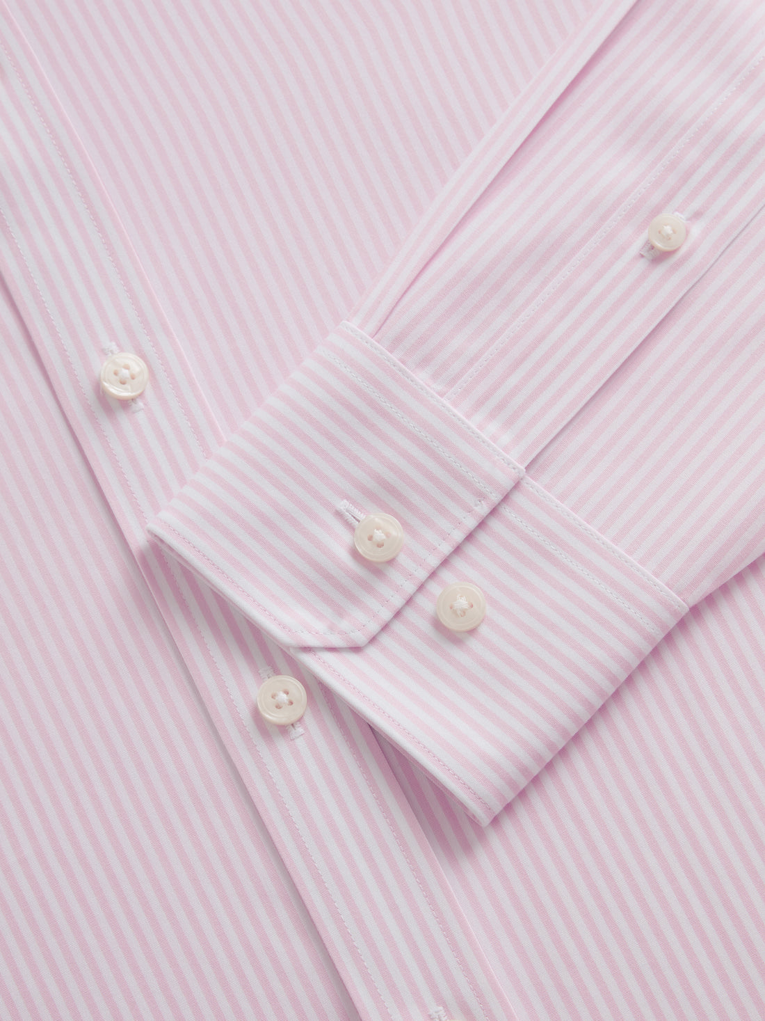 Non-Iron Bengal Stripe Light Pink Poplin Super Fitted Single Cuff Clas ...