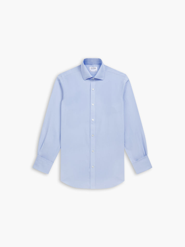 Non-Iron Light Blue Poplin Fitted Double Cuff Classic Collar Shirt ...