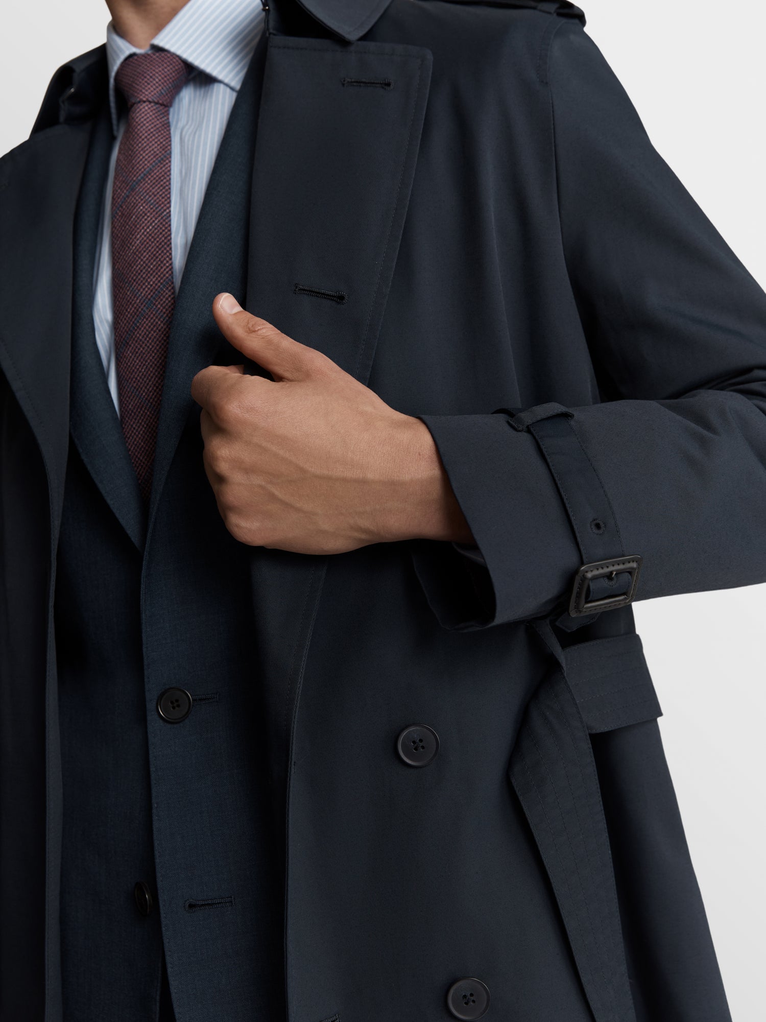 Murray Navy Cotton Blend Trench Coat