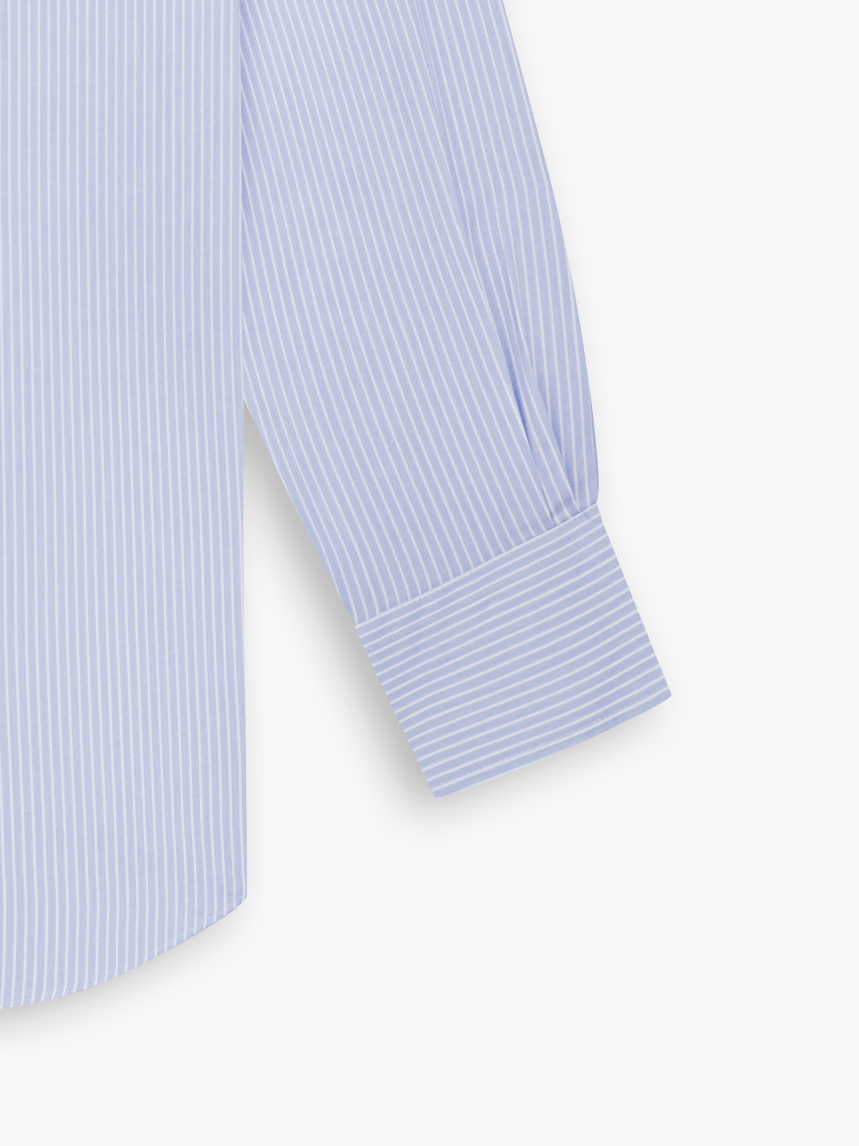 Non-Iron Light Blue Chalk Stripe Twill Fitted Single Cuff Classic Coll ...