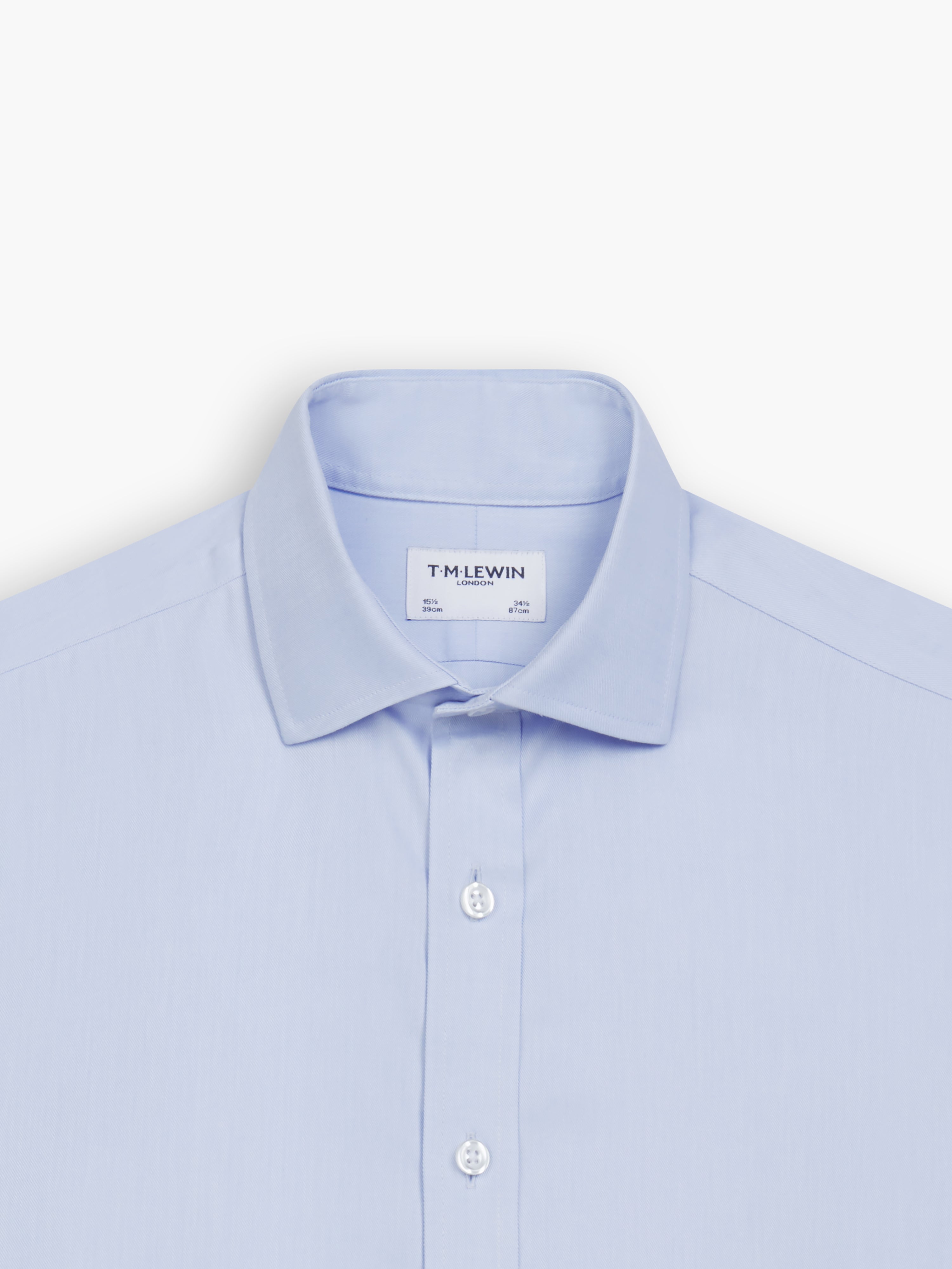 Non-Iron Light Blue Twill Slim Fit Double Cuff Cutaway Collar Shirt ...