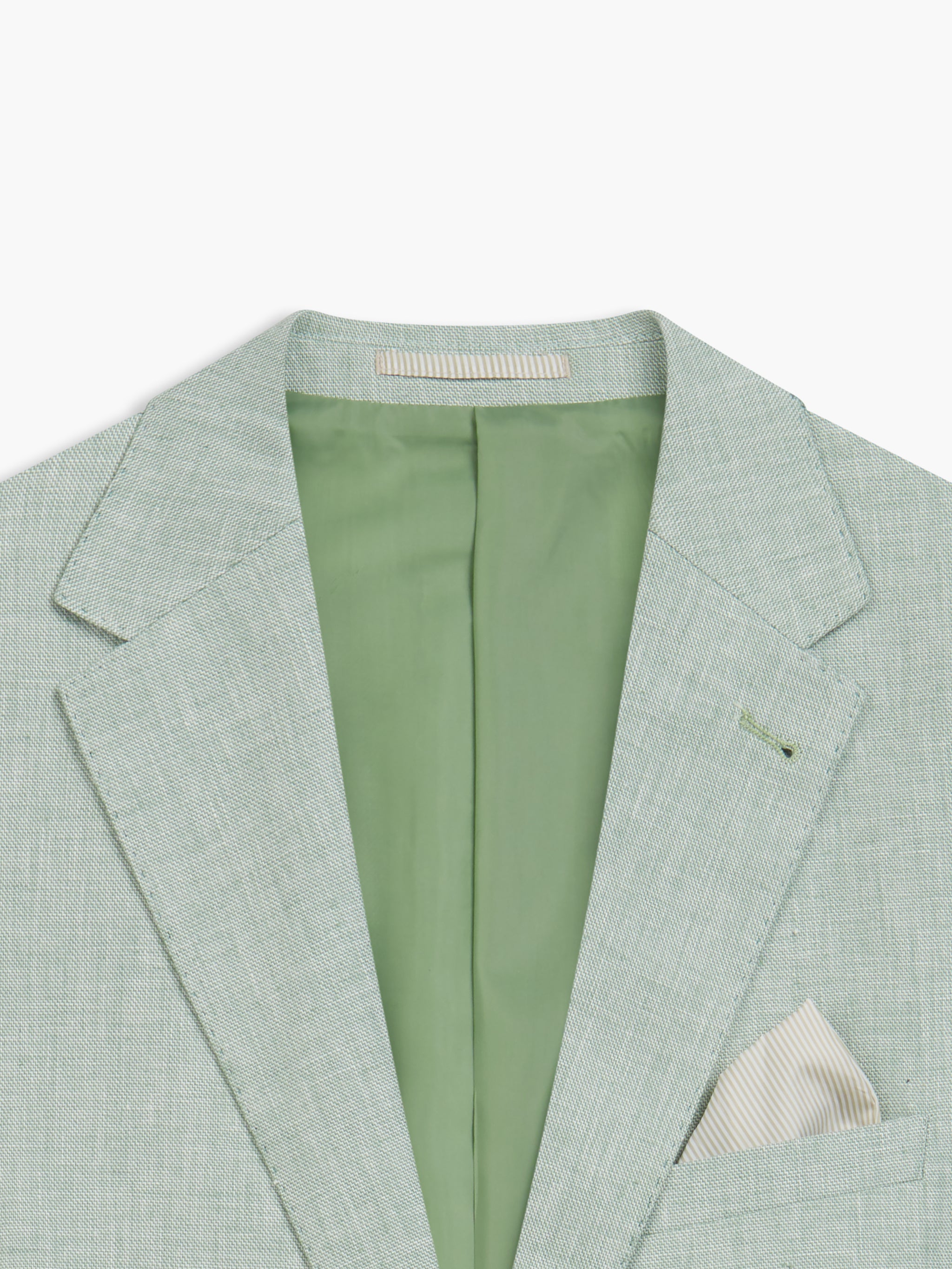 Slim Fit Single Breasted Linen Suit Jacket in Light Green