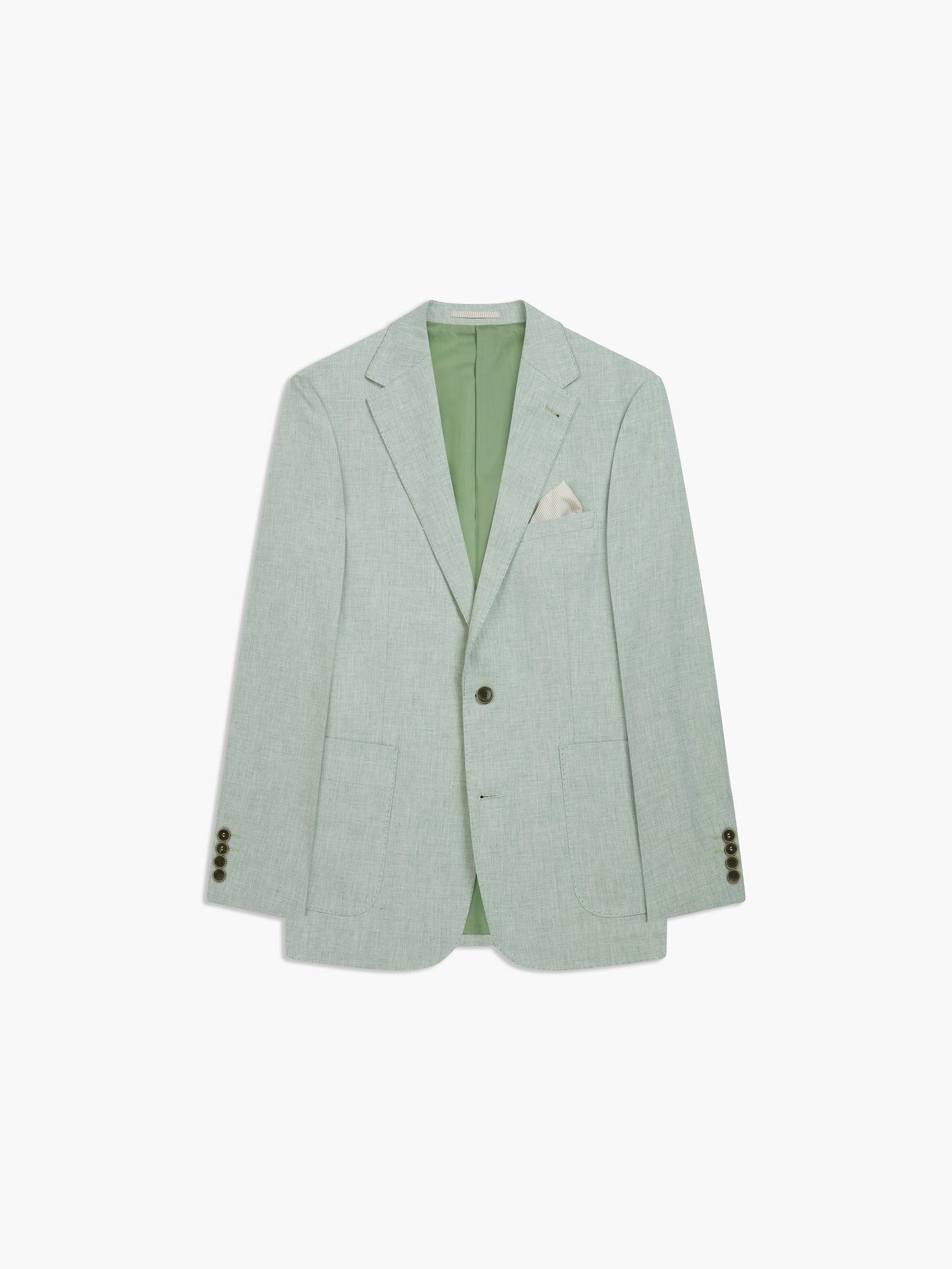 Slim Fit Single Breasted Linen Suit Jacket in Light Green