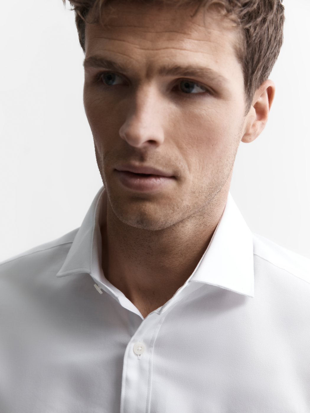 White Bold Twill Fitted Single Cuff Classic Collar Shirt – tmlewinuk
