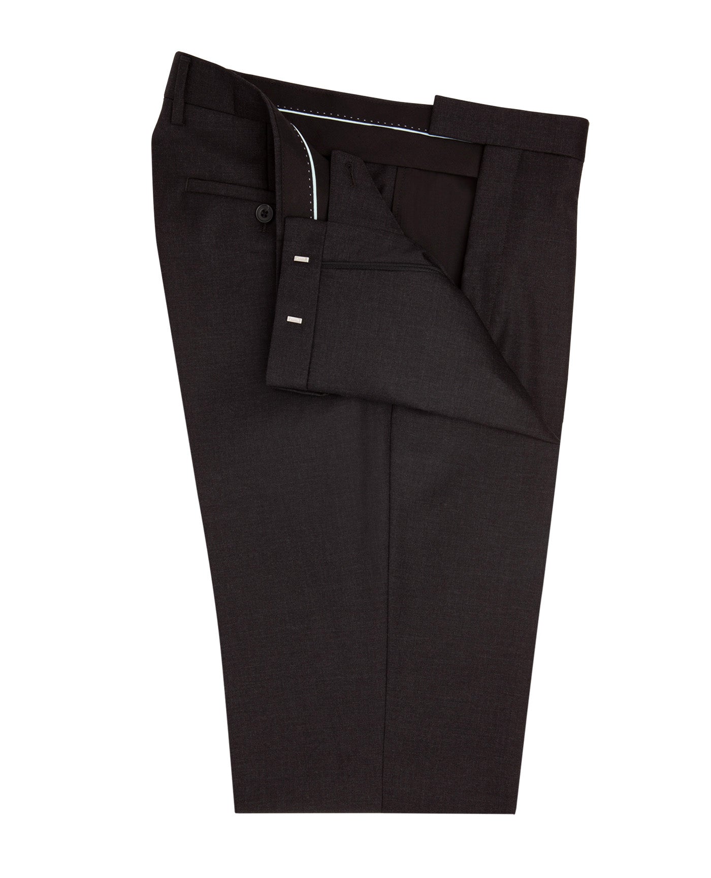 Flat Front Hook Plain Charcoal Grey Trousers – T.M.Lewin