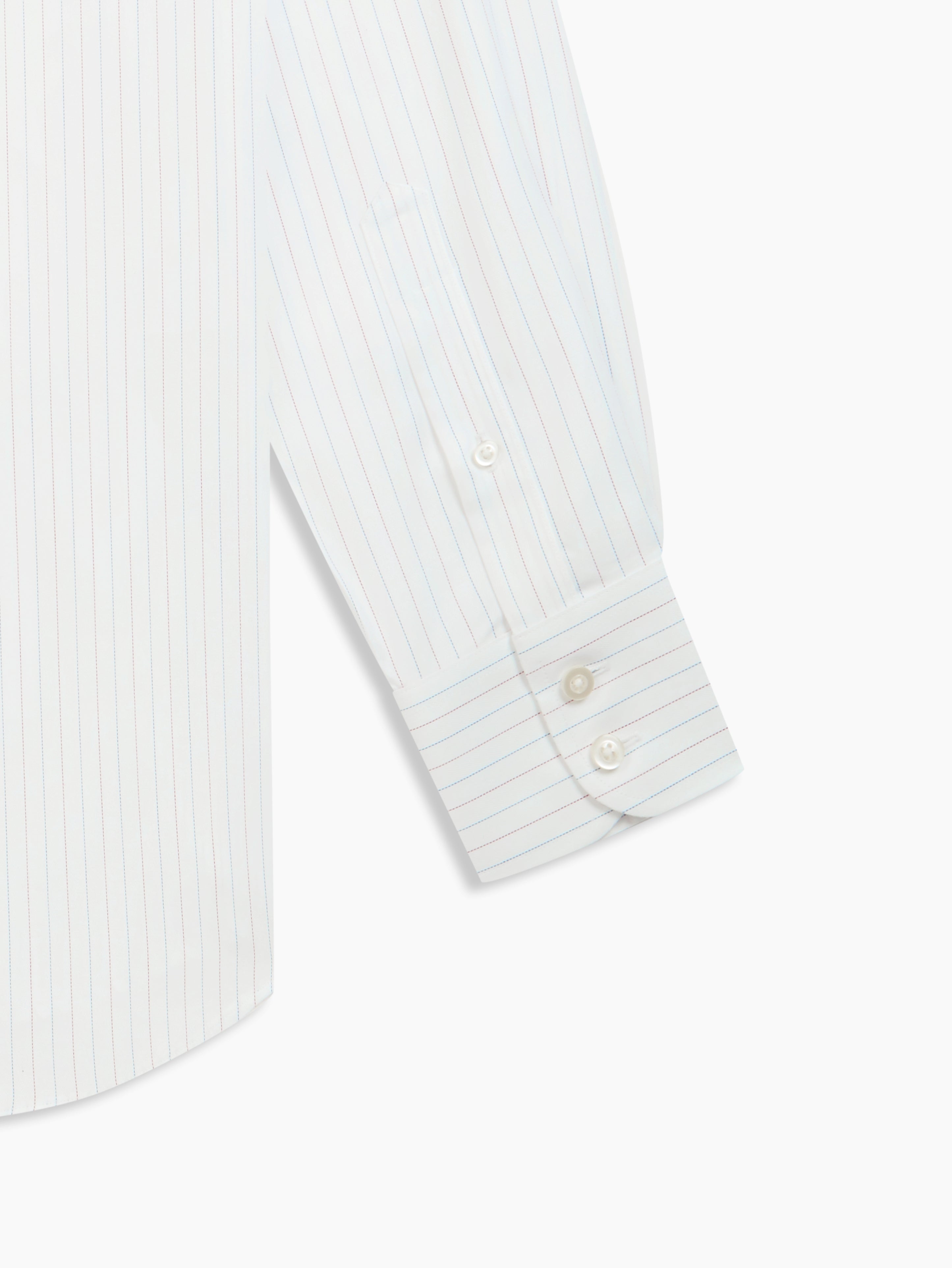 Non-Iron Navy & Red Fine Stripe Herringbone Slim Fit Single Cuff Class